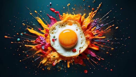 Fried Egg Explosion on the Table Stock Illustration - Illustration of ...