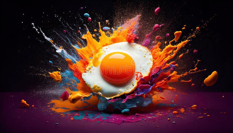Fried Egg Explosion on the Table Stock Illustration - Illustration of ...
