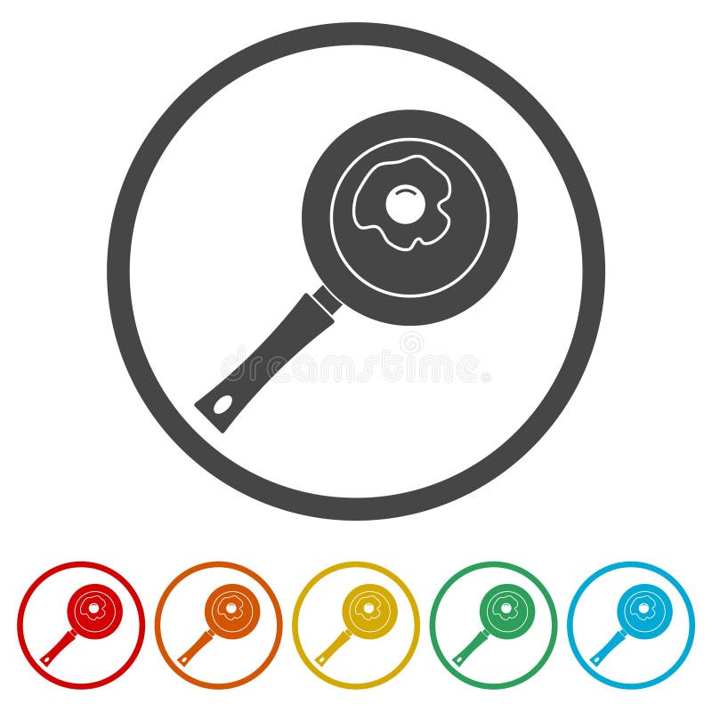 Fried Egg, Flat Icons Set - Illustration Stock Vector - Illustration of ...