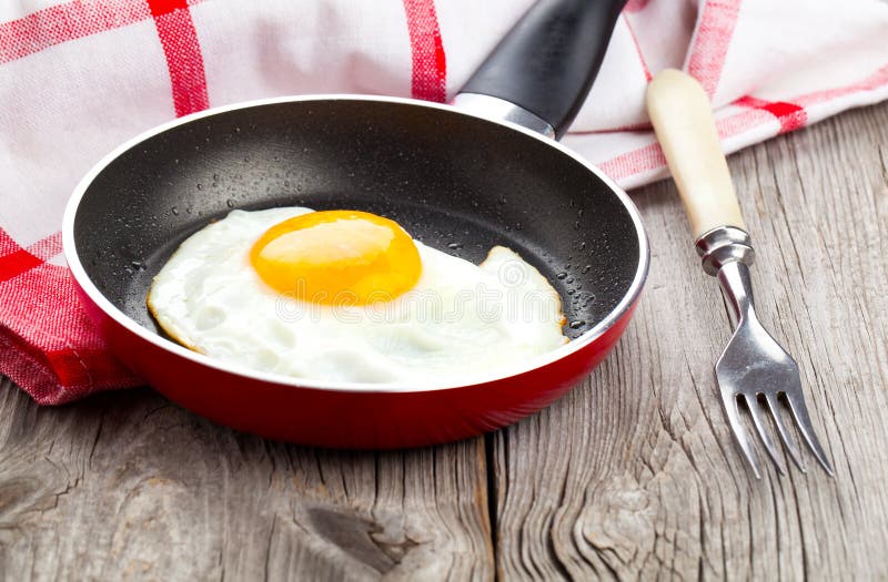 Fried egg in a frying pan stock photo. Image of dish - 44668916