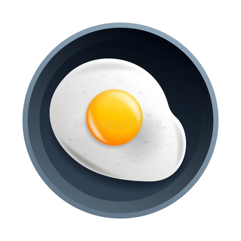 Fried Egg Icon - Frying Pan in Top View Stock Vector - Illustration of ...