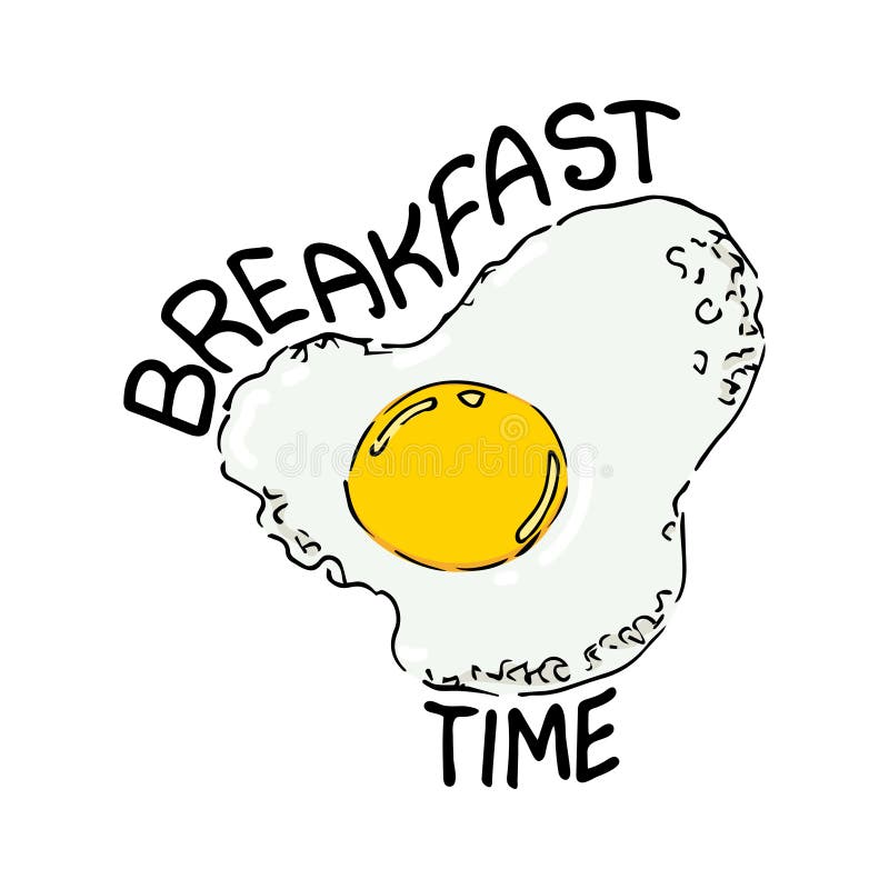 Fried Egg Illustration with Lettering on White Background Stock Vector ...
