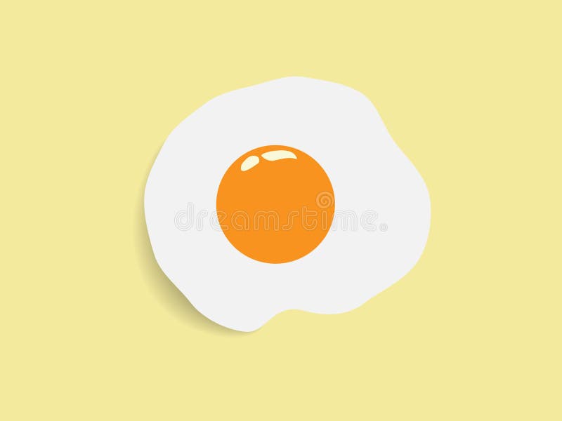 Fried Egg Isolated on Yellow Background. Fried Egg Flat Icon. Fried Egg Closeup Stock Vector ...