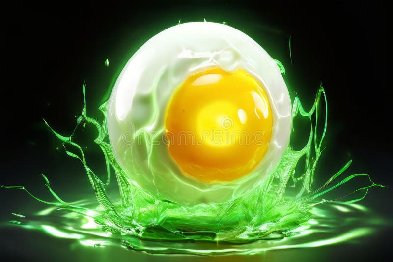 Fried Egg of the Machine a Fried Egg Where the Yolk is a Glowing Stock ...