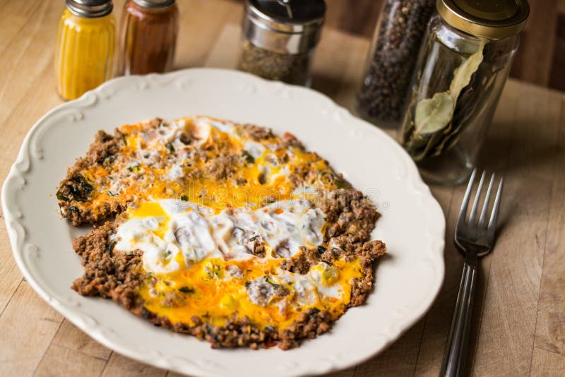 Fried Egg with Minced Meat. Stock Image - Image of minced, healthy ...