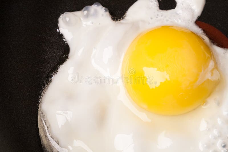 Fried Egg with One Yolk in Pan Stock Image - Image of diet, grease ...