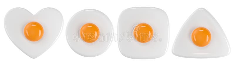 Fried Egg with Orange Yolk in Shape of Heart, Square, Triangle and ...