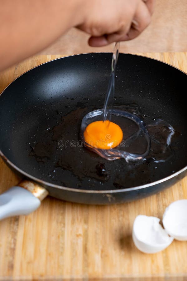 Fried Egg on Pan for Breakfast Stock Image - Image of cooked, yolk ...