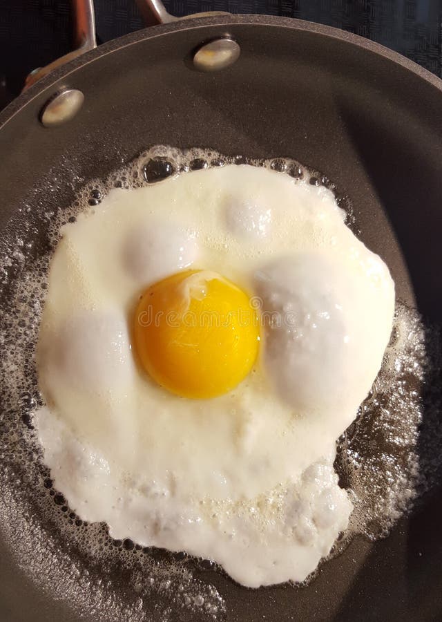 Fried egg in the pan stock photo. Image of sunny, breakfast - 122961256