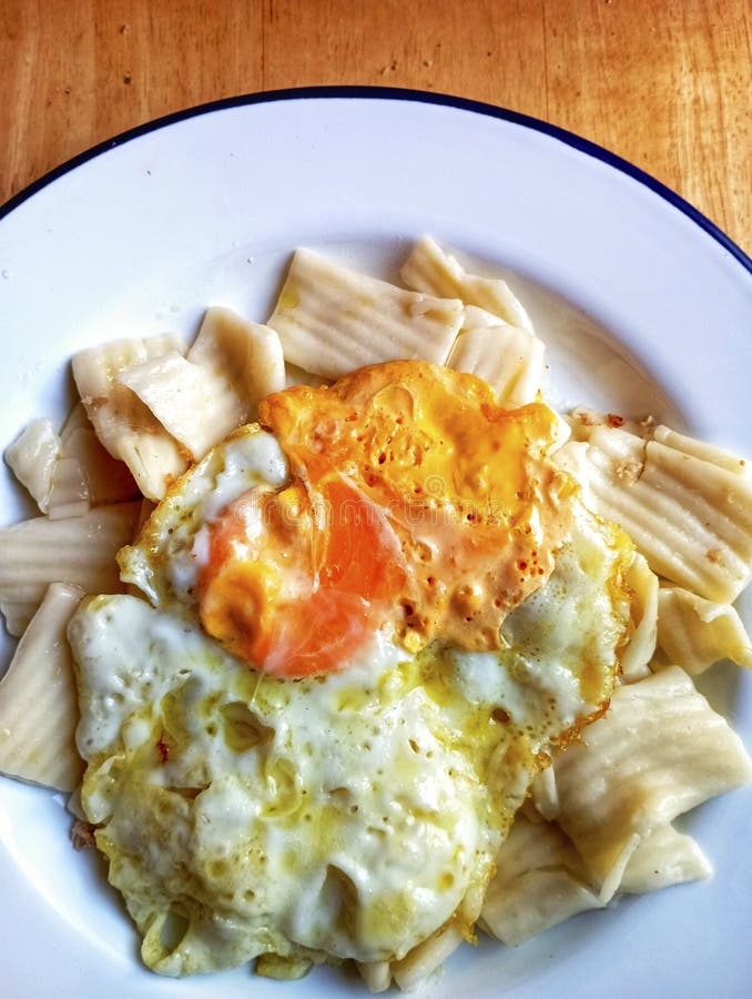 Fried Egg and Pasta Breakfast Stock Photo - Image of readytoeat, greece ...