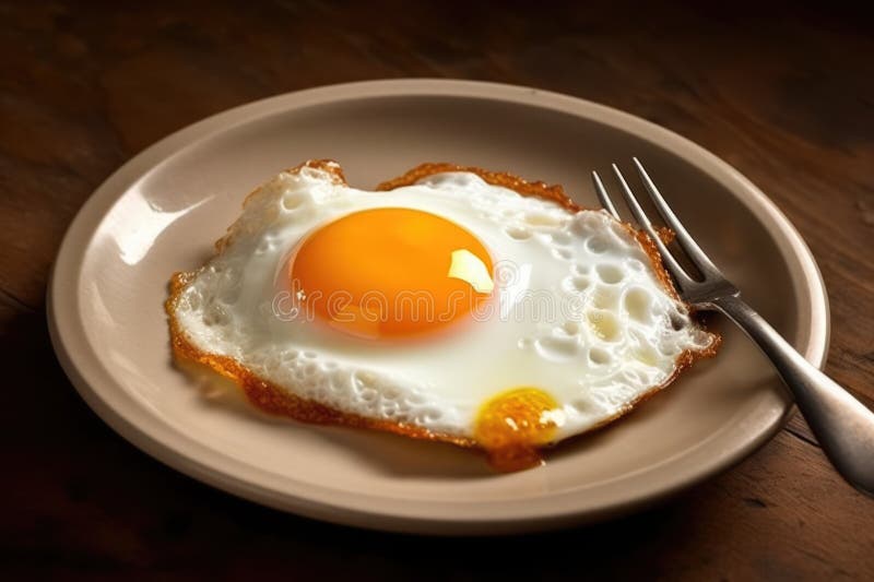 Fried Egg on a Plate, Created Using Generative Ai Technology Stock ...