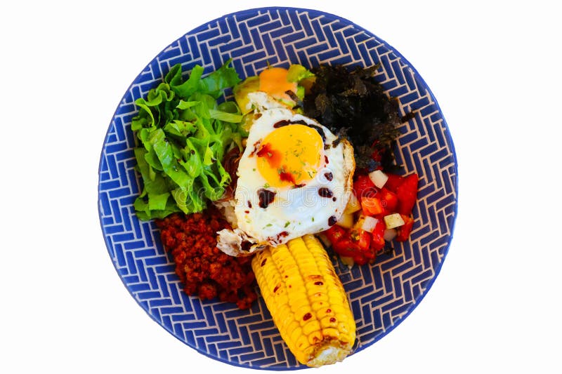 Fried Egg with Rice and Vegetables Stock Image - Image of fried, snack ...