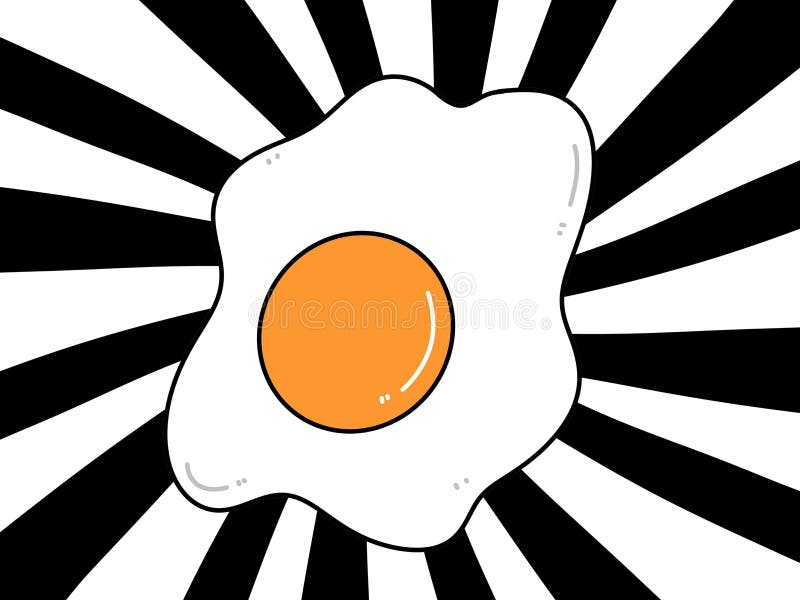 Fried Egg with a Slice of Bread Stock Illustration - Illustration of ...