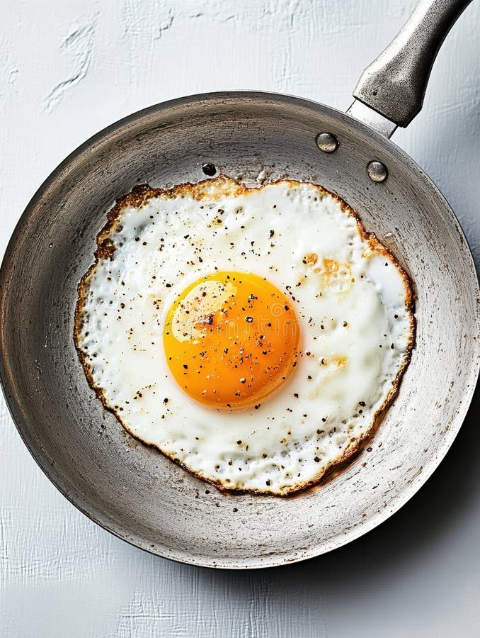 A Fried Egg with a Sprinkle of Pepper Sits in a Pan Stock Illustration ...