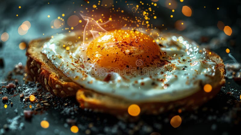 A Fried Egg with a Sprinkle of Pepper on Top Stock Photo - Image of ...