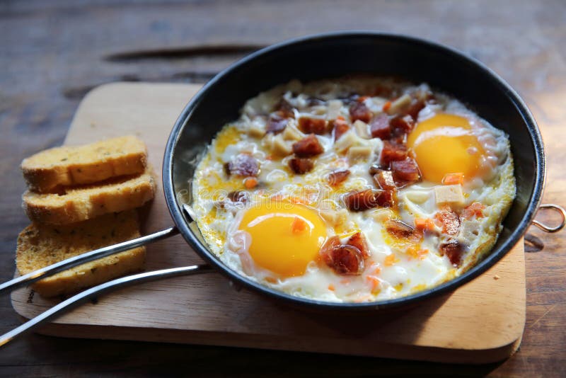 Fried Egg Stuff with Hot Pan Stock Image - Image of cuisine, meal ...