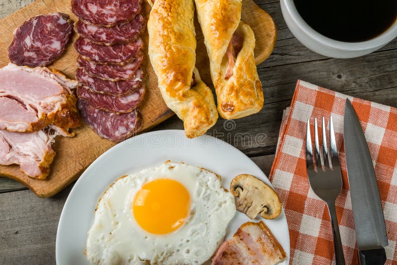 Fried Eggs, Bacon and Toastes Stock Photo - Image of protein, breakfast ... Fried Eggs, Bacon and Toastes Stock Photo - Image of protein, breakfast ...