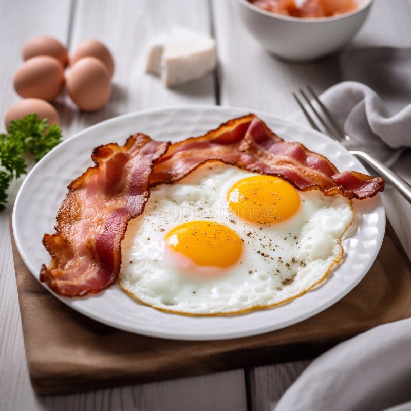 Fried Eggs with Bacon for a Traditional Breakfast Stock Illustration ...