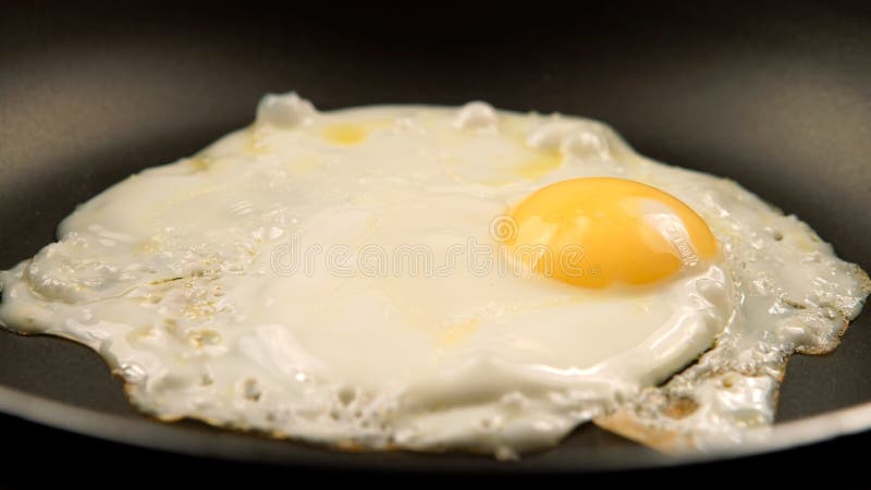 Fried Eggs on the Pan - Side View Stock Photo - Image of fried ...