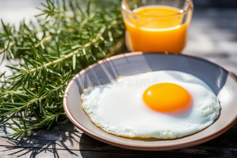 Fried Eggs on a Plate Orange Juice in a Glass Diet Breakfast Stock ...