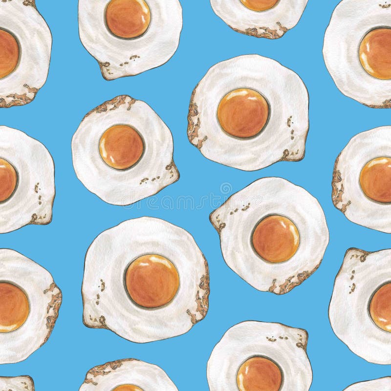 Fried Eggs Seamless Pattern.watercolor Food Illustration,cooking,food ...