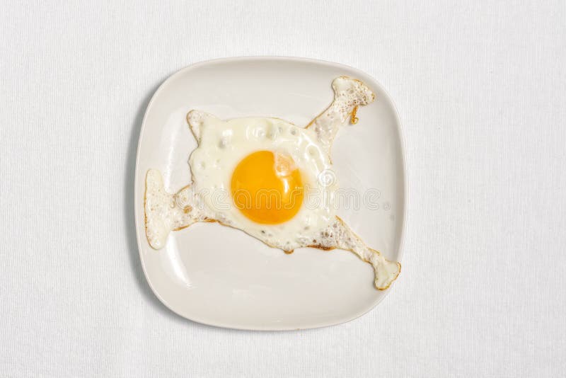 Fried Eggs on a Square White Plate Stock Image - Image of food, square ...