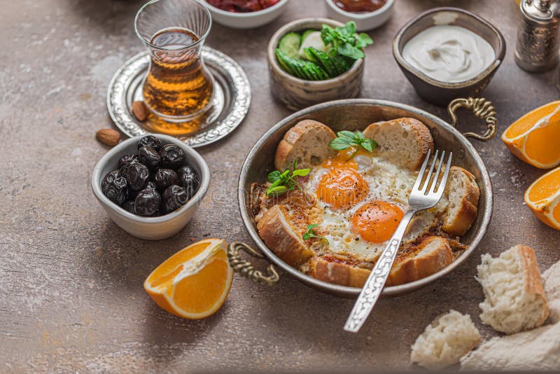 Fried Eggs or Yumurta in Traditional Turkish Pan Stock Photo - Image of ...