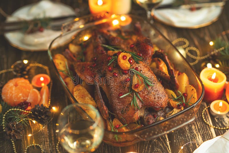 Fried Festive Duck, or Chicken. Background for a Menu or a Book of ...