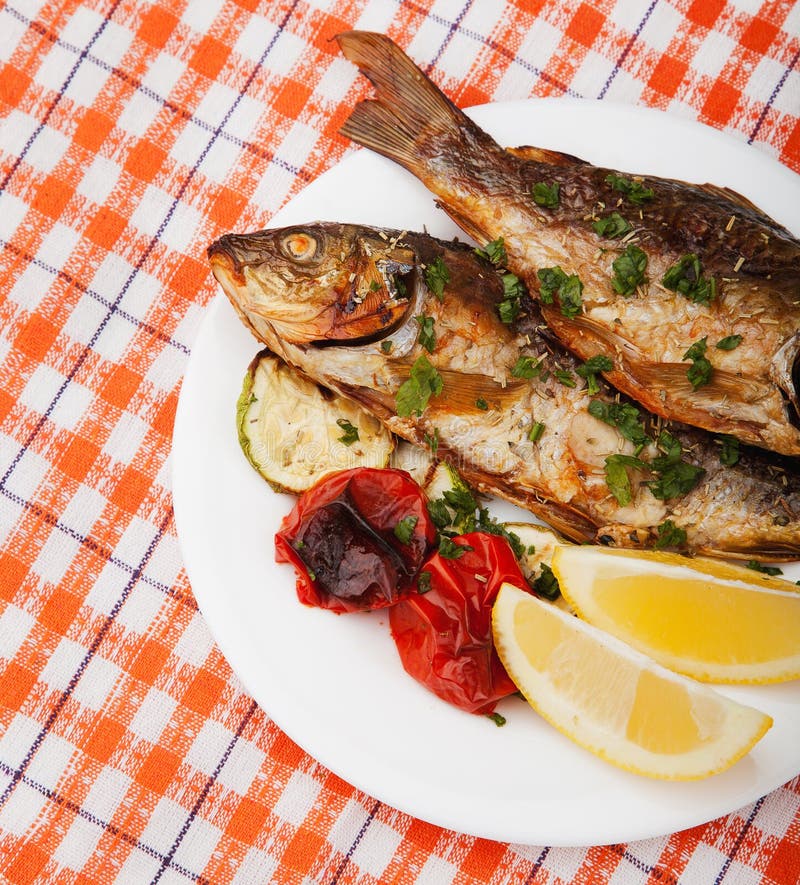 Fried fish stock photo. Image of golden, grilled, lemon - 21422222