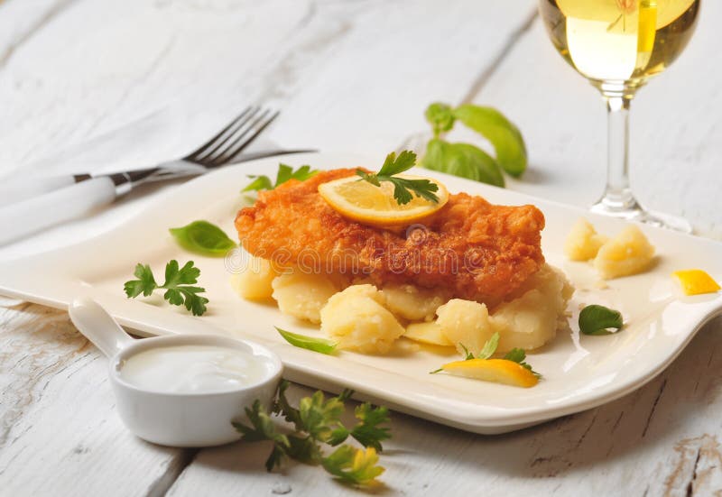 Fried fish stock image. Image of lemon, restaurant, diet - 27540241