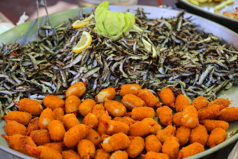 Fried Fish Balls with Anchovy Stock Image - Image of crispy, lunch ...