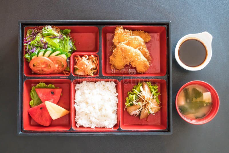 Fried fish bento set stock image. Image of fish, traditional - 97495393