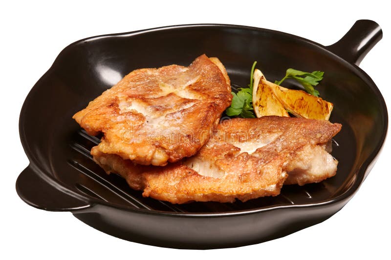Fried Fish on a Ceramic Plate. Serving a Fish Dish of Fried Fish Fillet ...