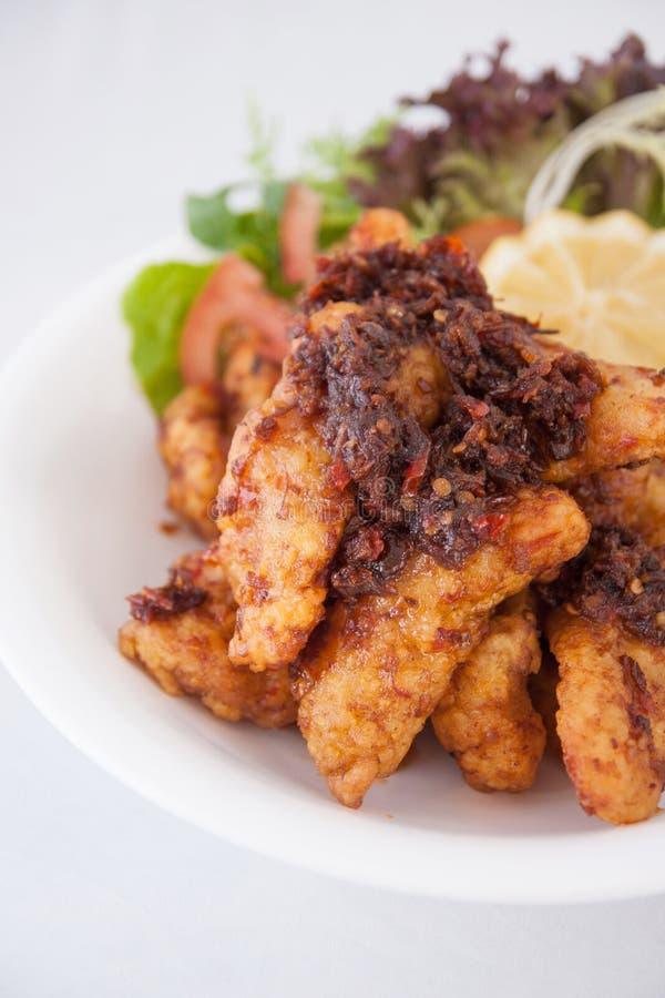 Fried Fish with Chilli Sauce Stock Image - Image of china, cooking ...