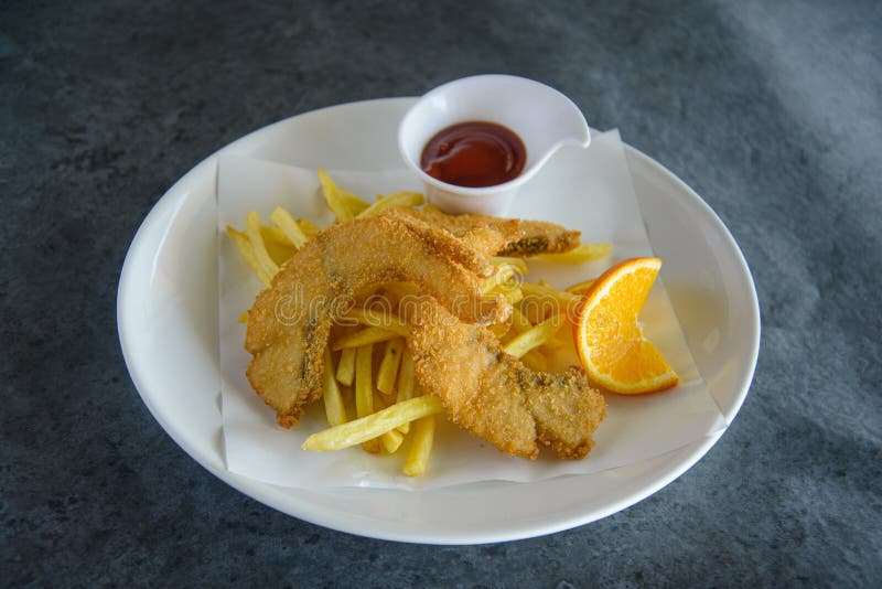 Fried Fish Chip and French Fries Snack Stock Image - Image of party ...