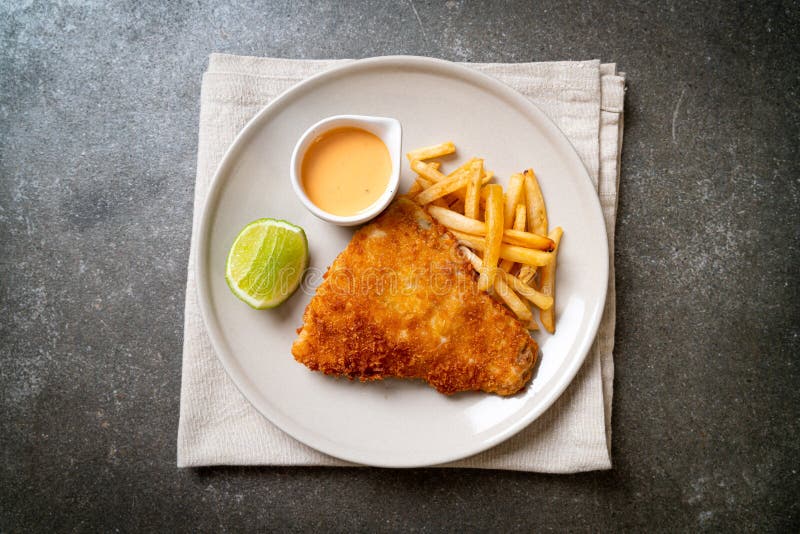 Fried fish and chips stock image. Image of fishery, fryer - 163015853