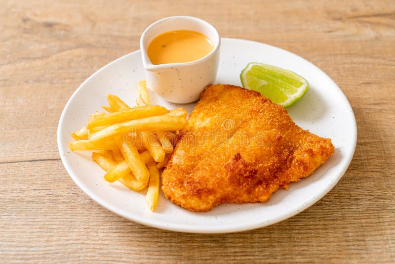 Fried fish and chips stock image. Image of meal, fisheries - 171324129