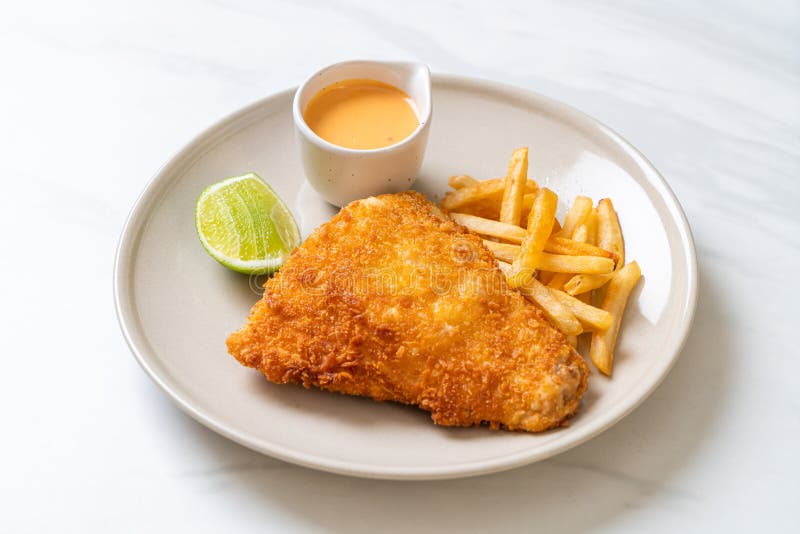 Fried fish and chips stock image. Image of food, batter - 173807051