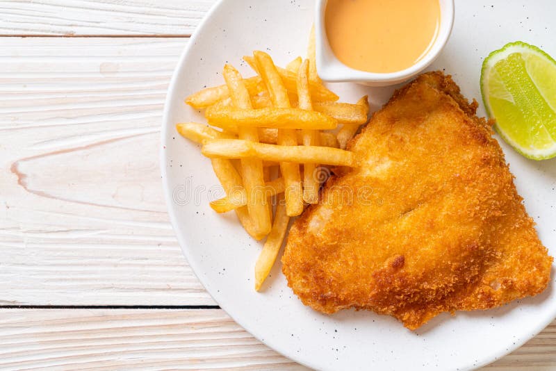 Fried fish and chips stock image. Image of fast, haddock - 174735477