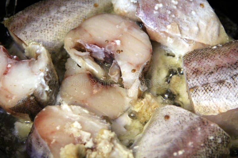 Fried fish cut into pieces stock image. Image of lunch - 144514883