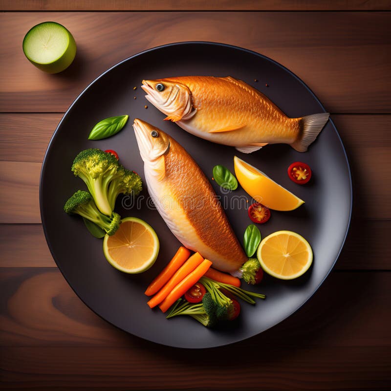 Fried fish dish stock illustration. Illustration of roasted - 277666533