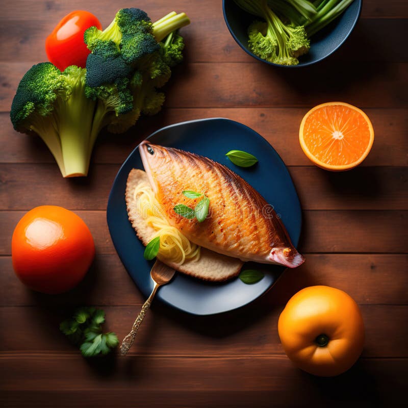 Fried fish dish stock illustration. Illustration of baked - 277666561