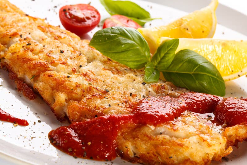 Fried fish fillet stock image. Image of dish, chips, dinner - 36503147