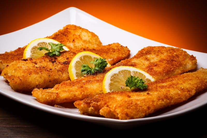 Fried fish fillet stock photo. Image of nutrition, orange - 53991324