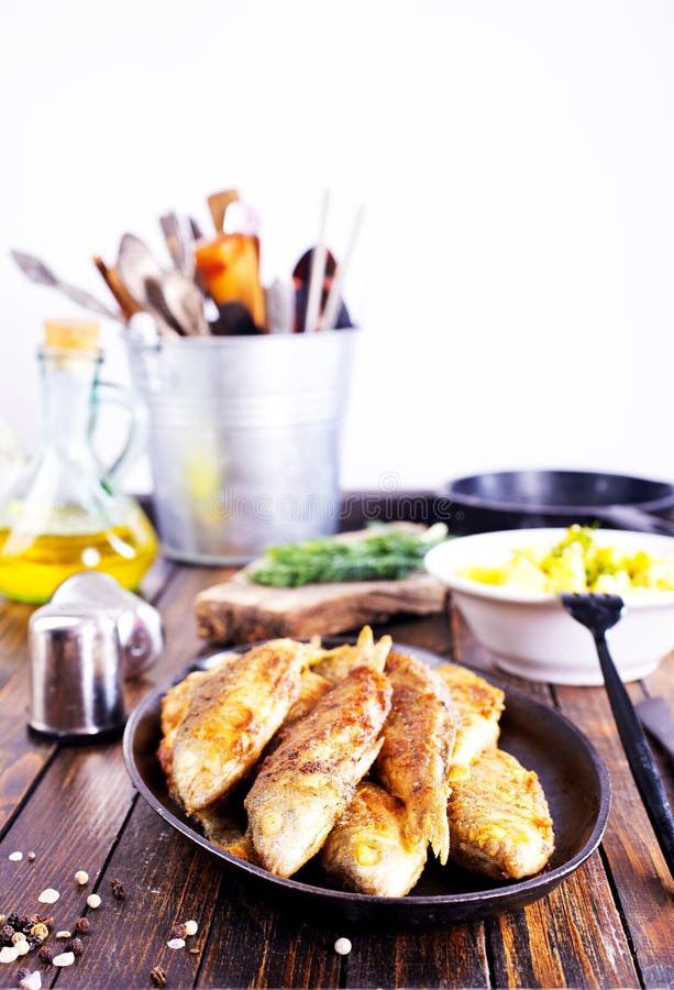 Fried Fish in Flour and Oil Stock Photo - Image of healthy, cooked ...