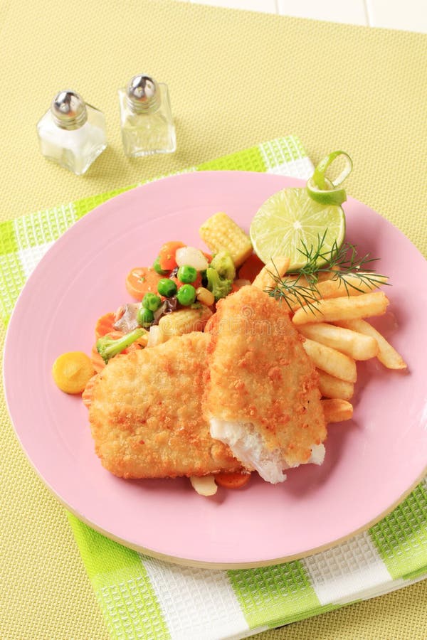 Fried Fish and French Fries Stock Image - Image of overhead, fillet ...