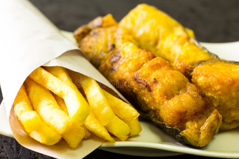 Fried Fish and French Fries Placed on the Table Stock Photo - Image of ...
