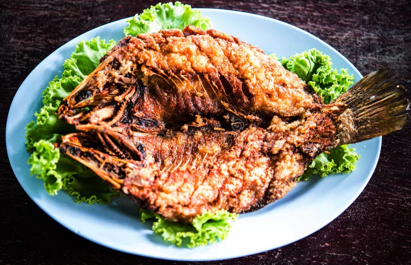 Fried Fish with Fresh Herbs Stock Photo - Image of large, fresh: 34788742
