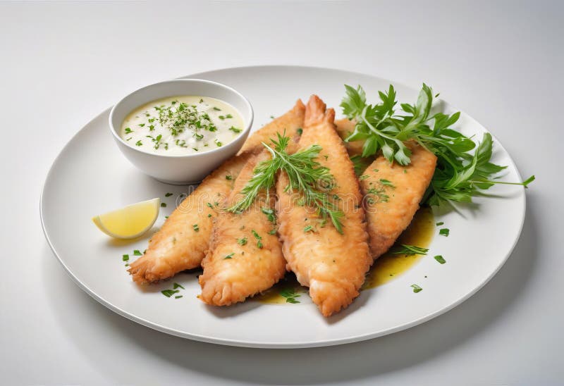 Fried Fish with Fresh Herbs Sweet Spicy Sauce Stock Illustration ...