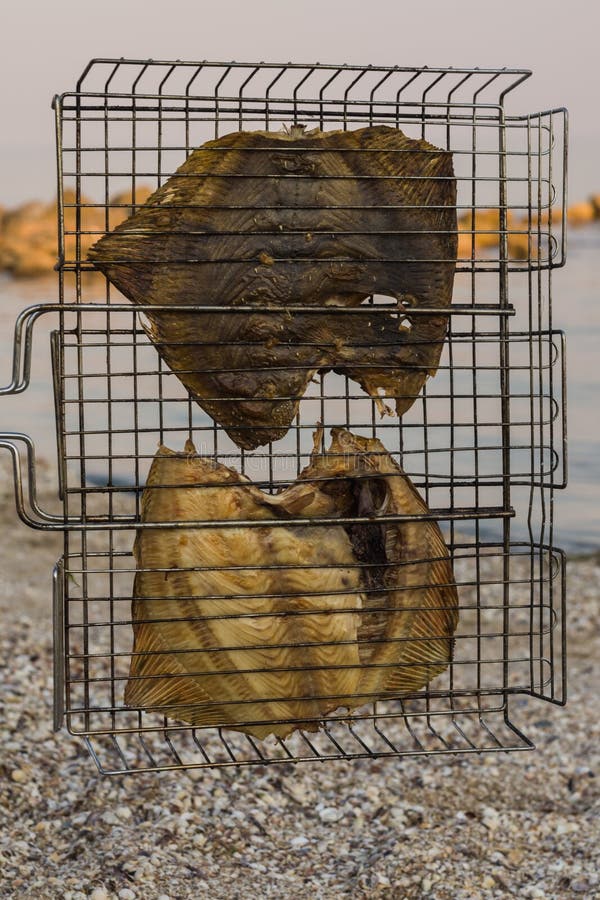Fried Fish Grill on the Seashore Stock Image - Image of smoke, healthy ...